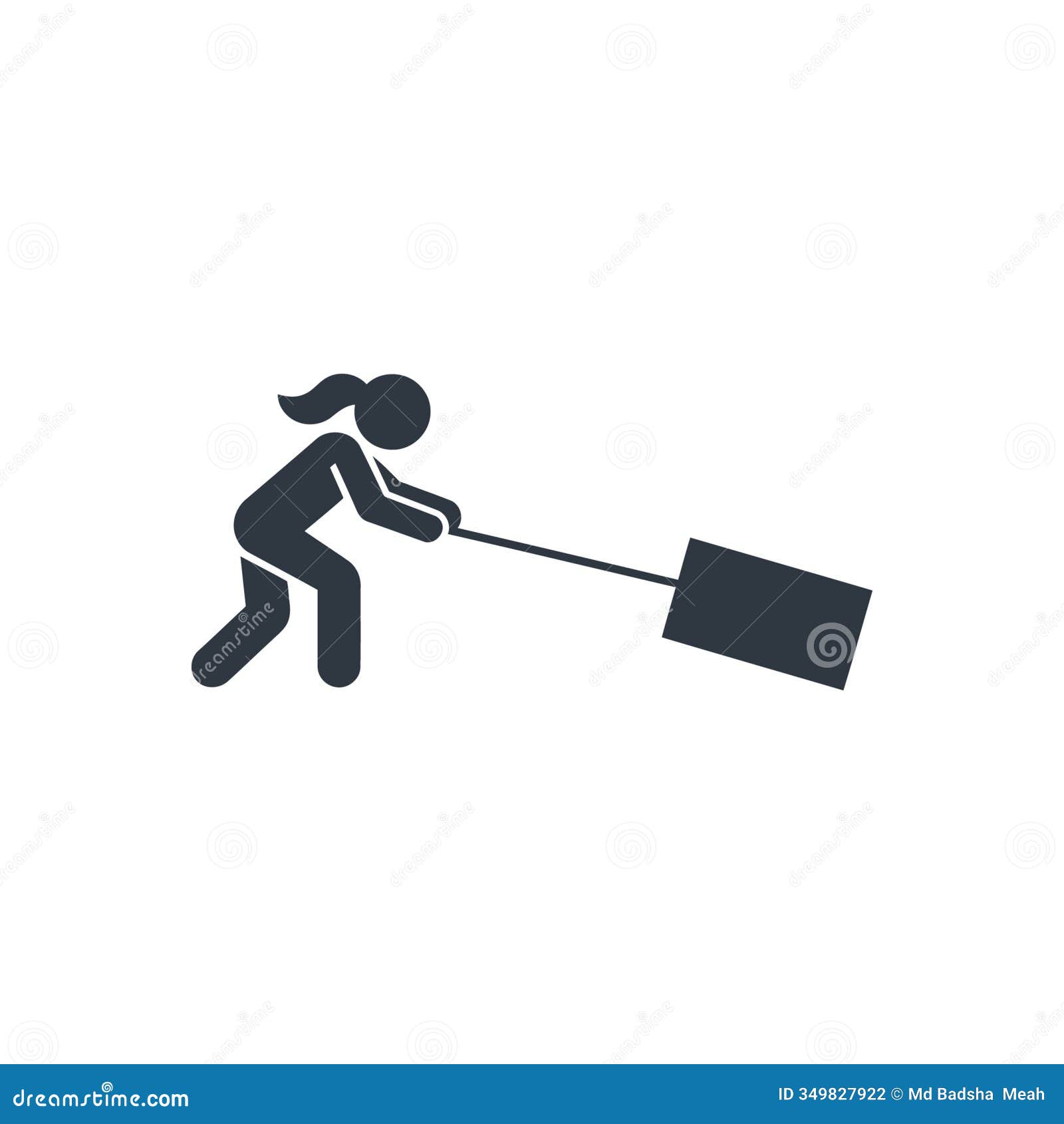 Woman Pulling Heavy Object Icon Stock Vector - Illustration of load ...