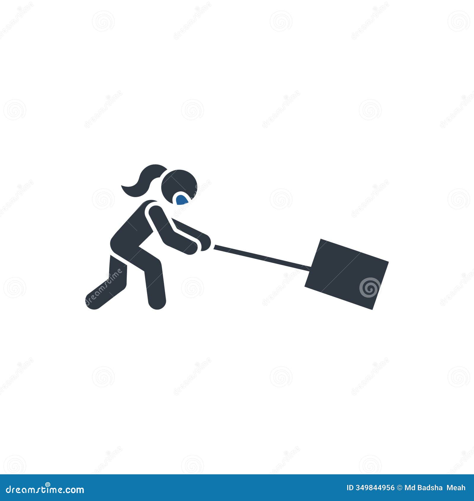 Woman Pulling Heavy Object Icon Stock Vector - Illustration of heavy ...