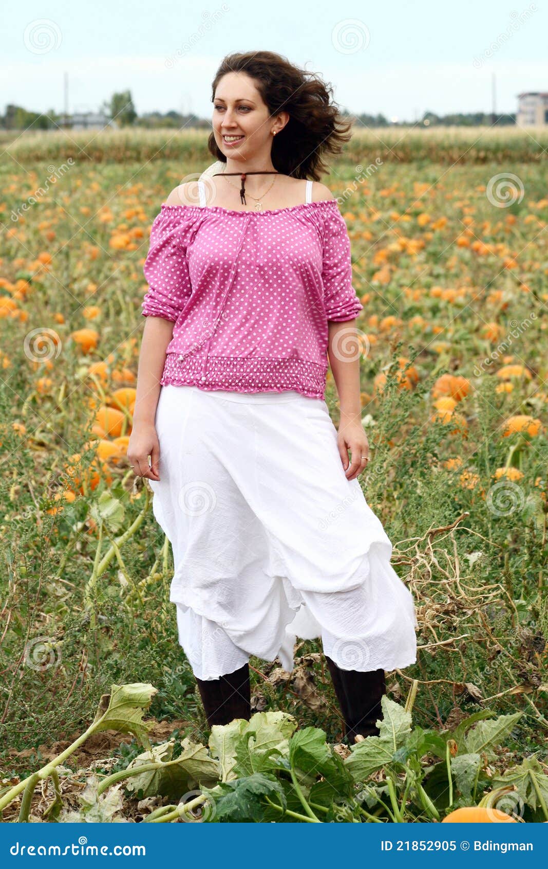Woman in the Pumpkin Patch stock image. Image of farm - 21852905