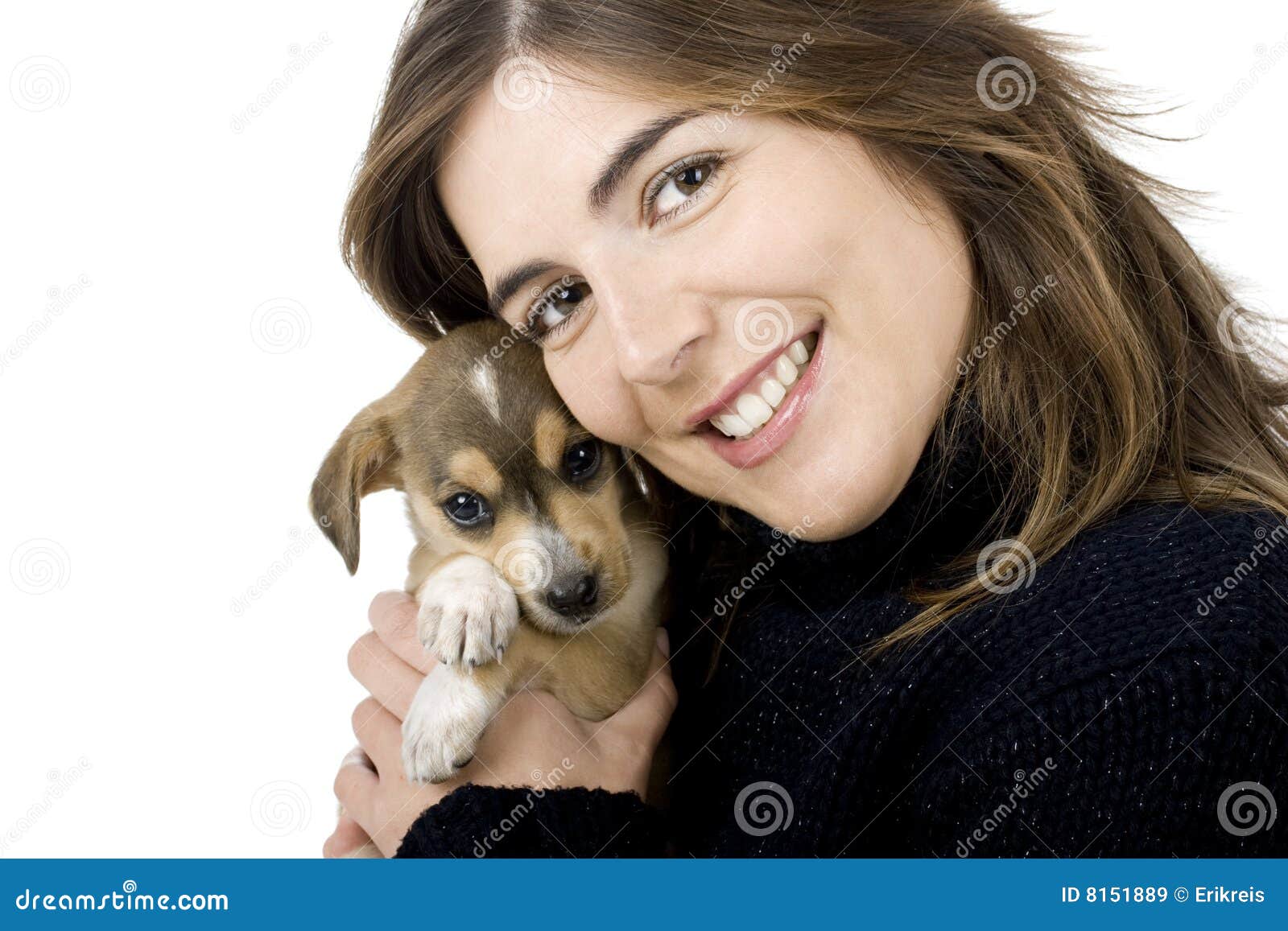 Woman with a puppy stock image. Image of embracing, friendly - 8151889