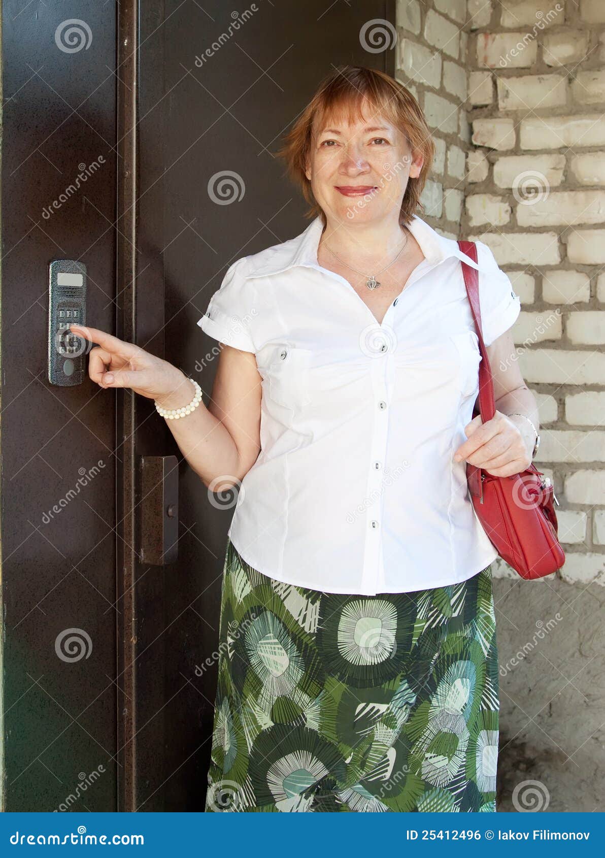 Woman Pushing Button of Intercom Stock Photo - Image of metal, modern ...