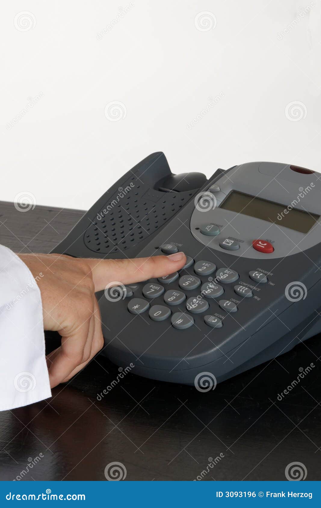 Woman Pushing Phone Button stock photo. Image of service - 3093196