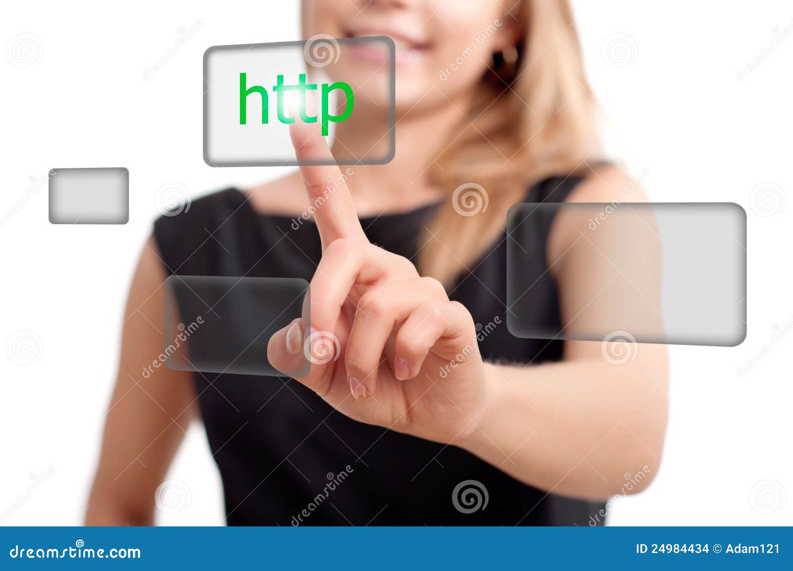 Woman Pushing on Touch Button Stock Photo - Image of female, concept ...