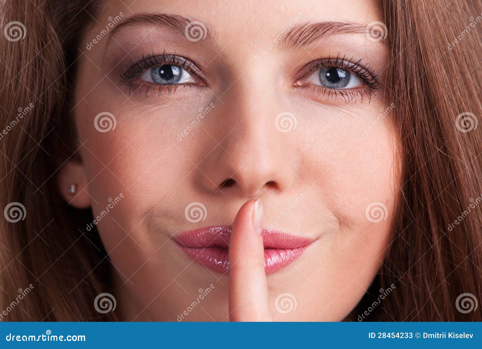 Woman Put a Finger To Her Lips Stock Image - Image of lipstick, allure ...