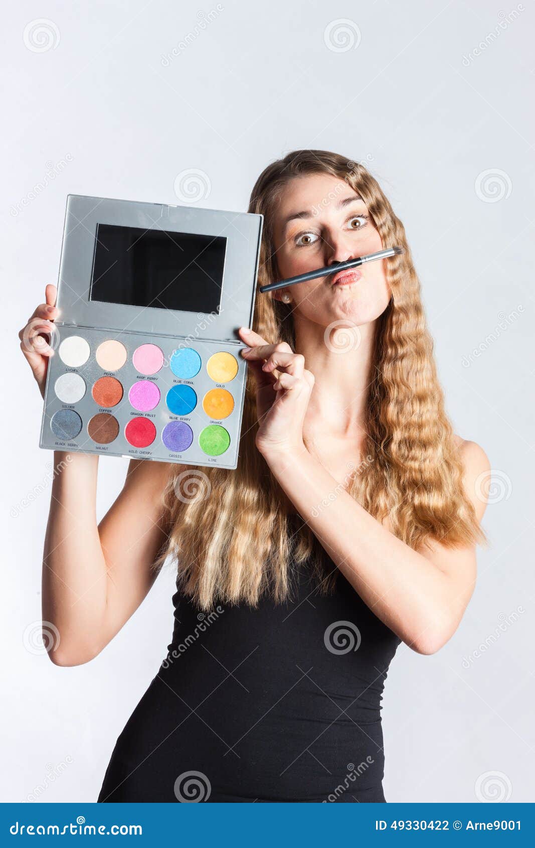 Woman Put Make-up and Having Fun Stock Photo - Image of lifestyle ...