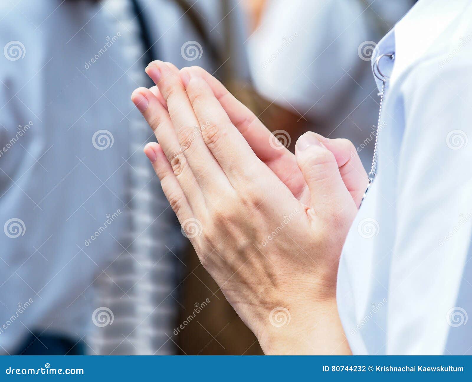 Woman Put the Palms of the Hands Together in Salute Stock Photo - Image ...