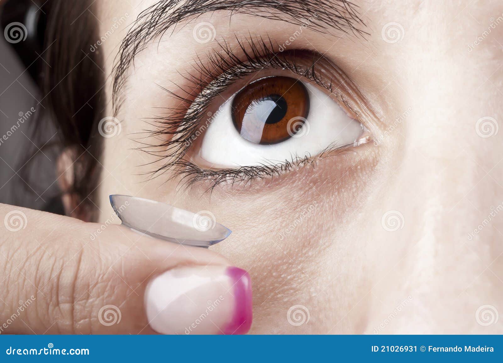 Woman Puts on a Contact Lens Stock Image - Image of contact, eyewear ...
