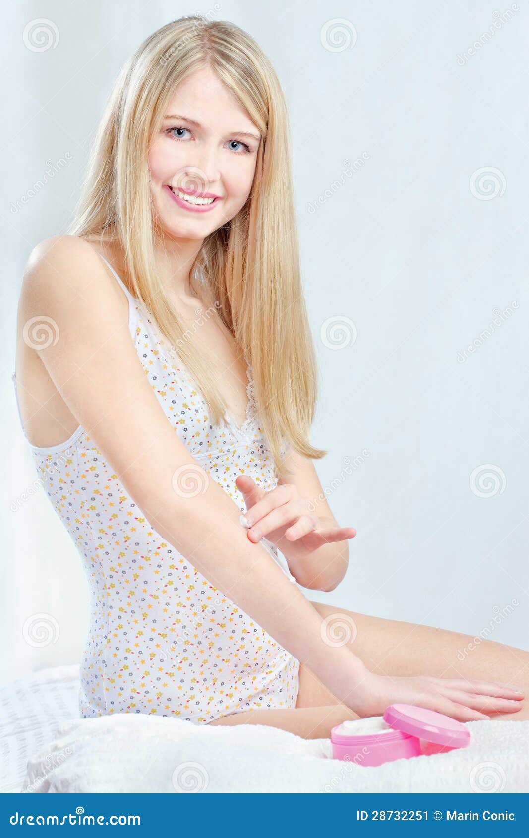 Woman Putting Cream on Her Hand Stock Image - Image of adult ...