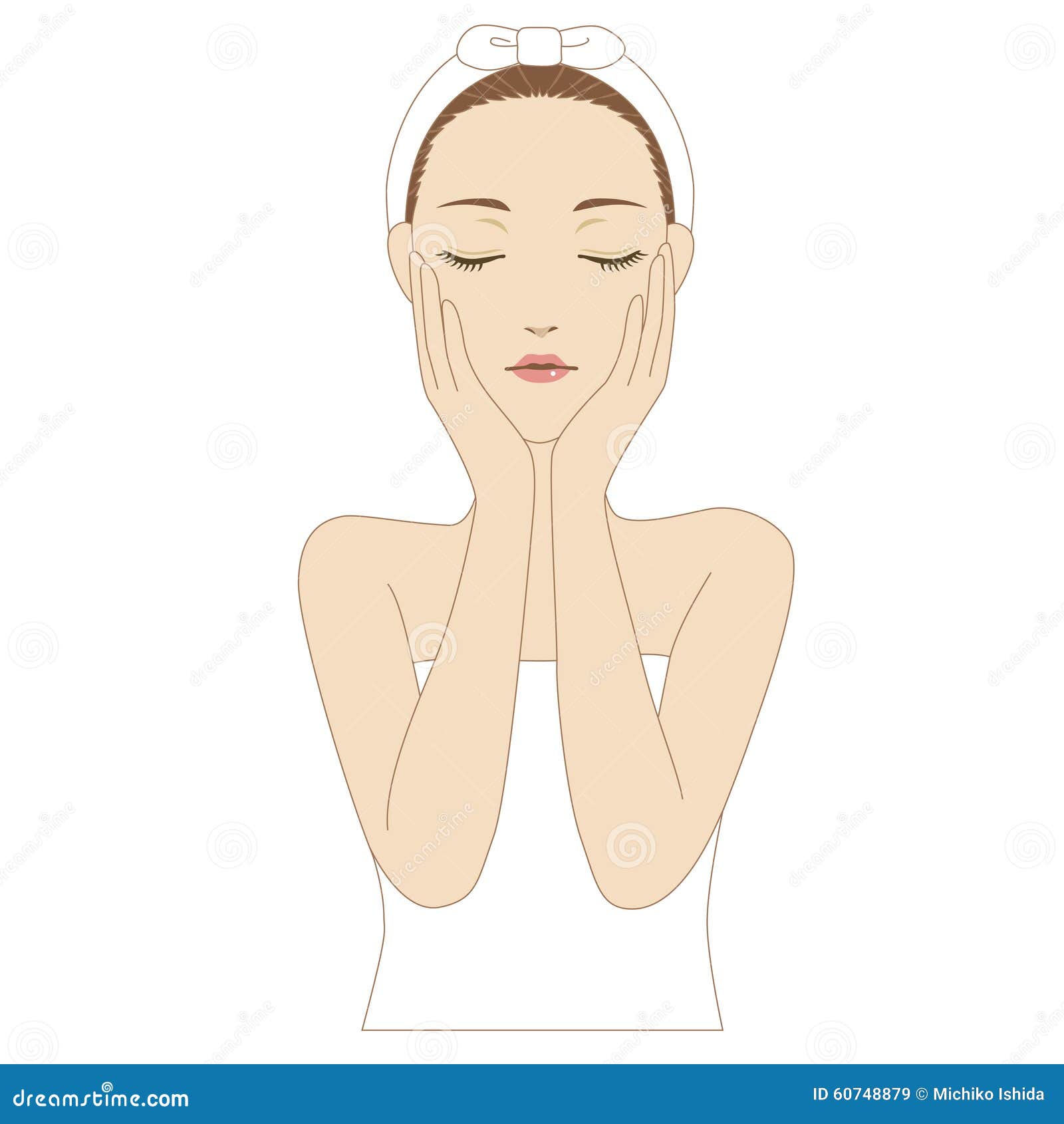 Woman Putting Her Hands on the Cheek Stock Illustration - Illustration ...