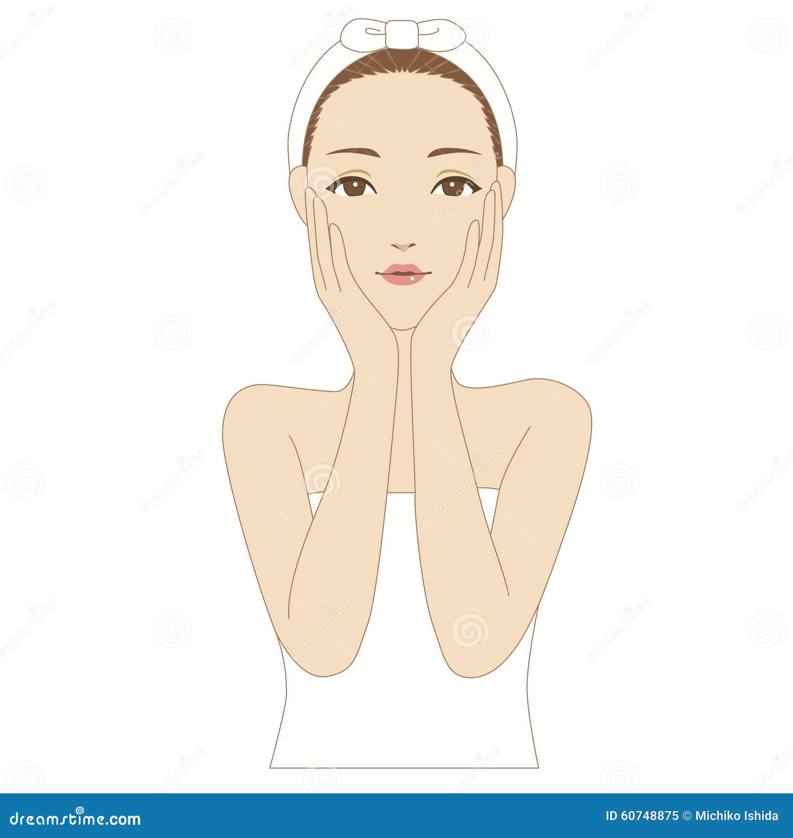 Woman Putting Her Hands on the Cheek Stock Illustration - Illustration ...