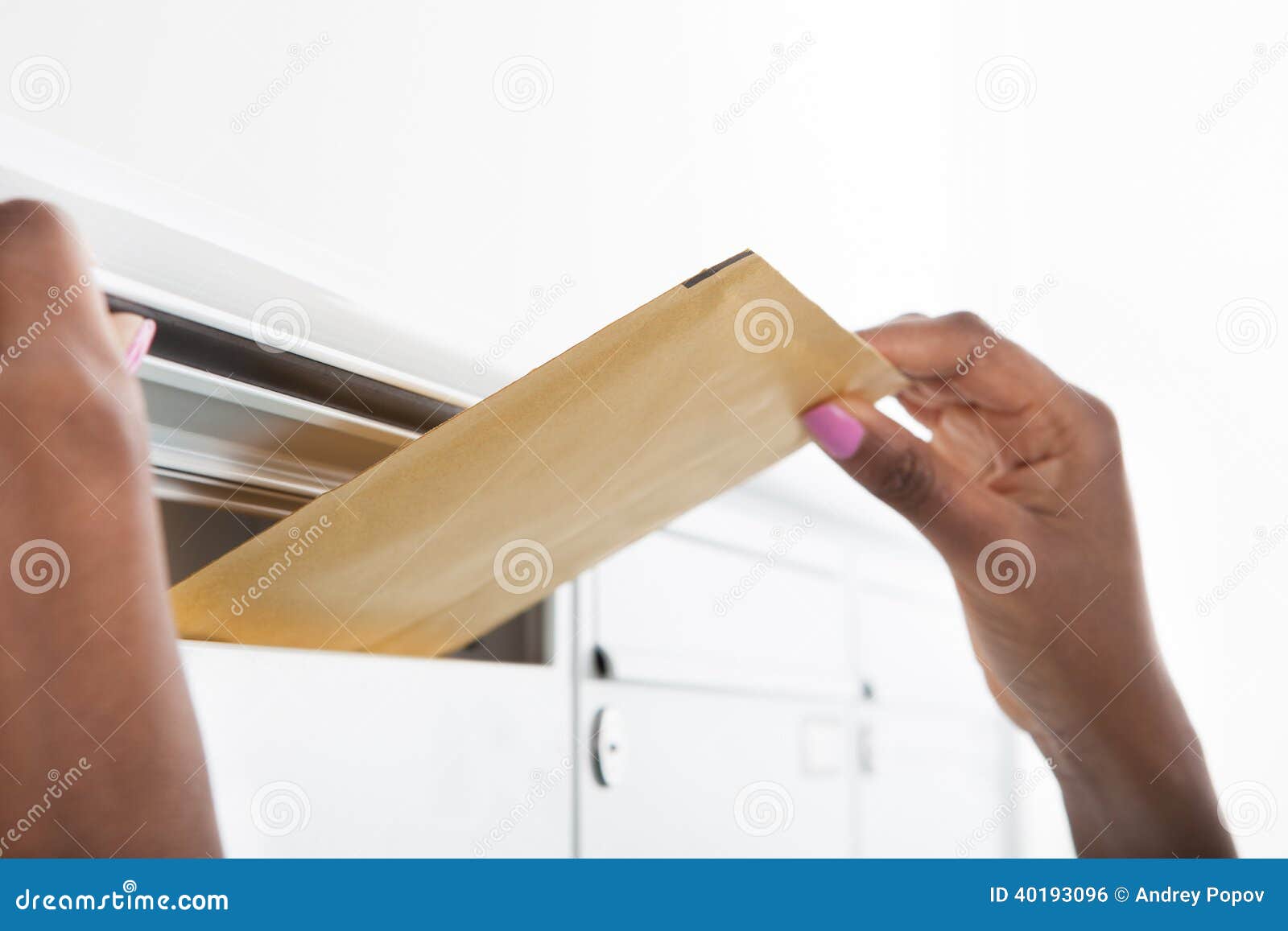 Woman Putting Letters in Mailbox Stock Photo - Image of holding, people ...