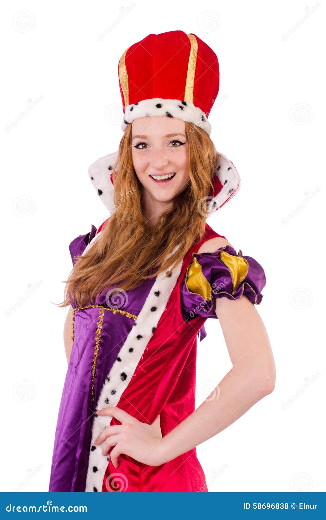 Woman Queen Isolated on White Stock Photo - Image of golden, humorous ...