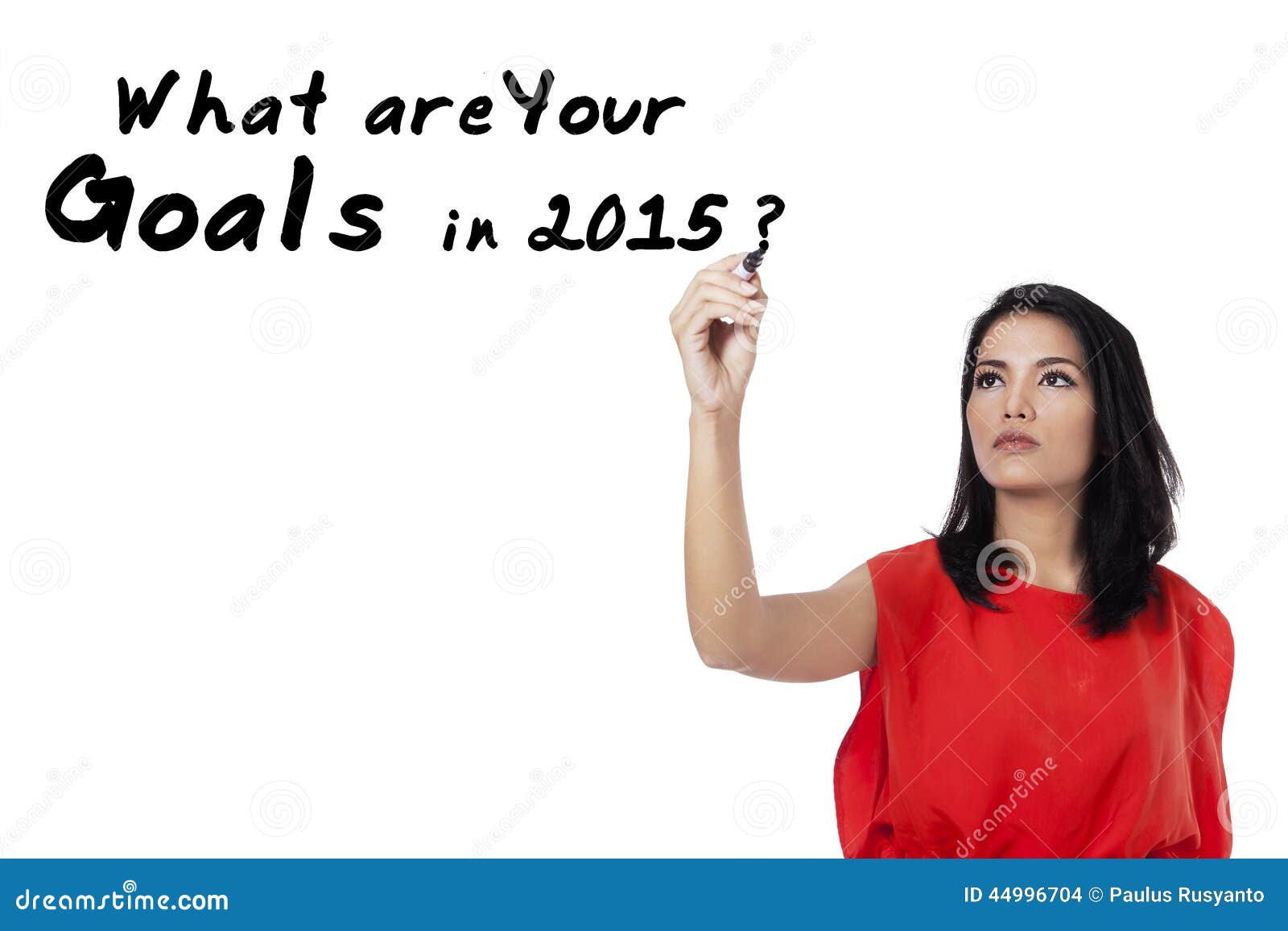Woman and question goals stock photo. Image of idea, pretty - 44996704