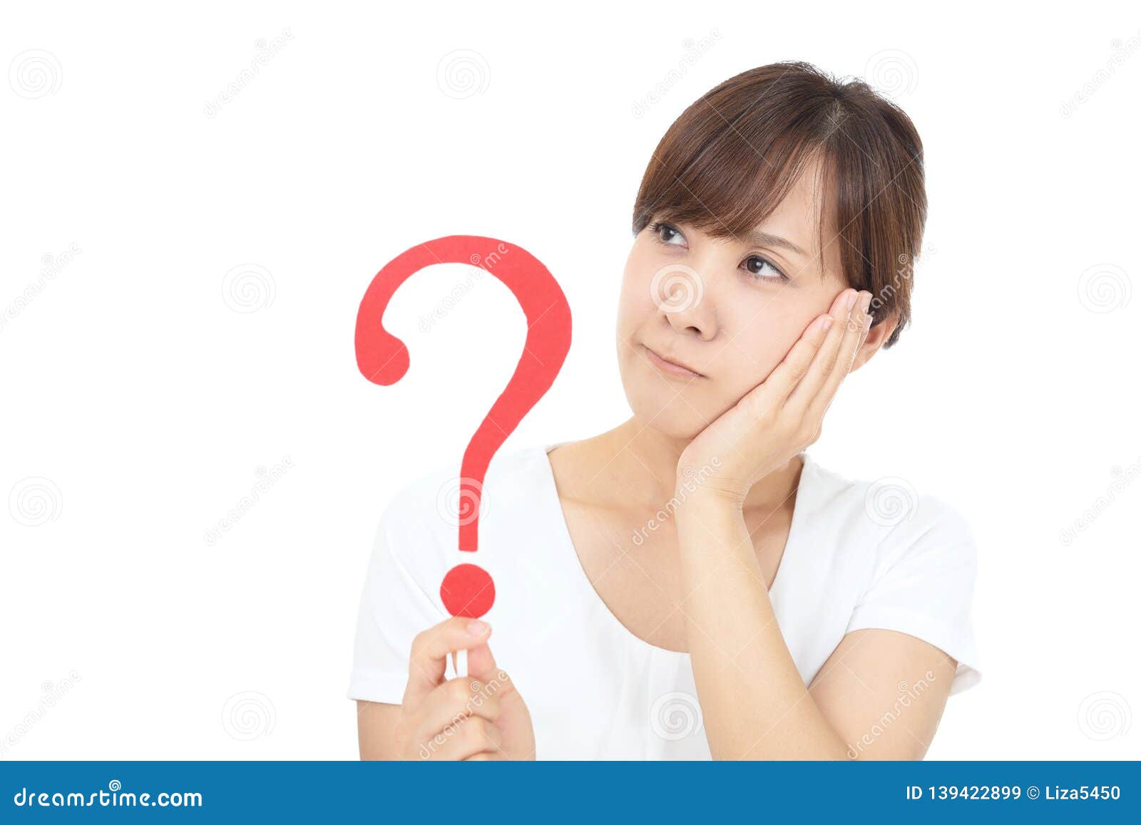 Woman with a question mark stock image. Image of mark - 139422899