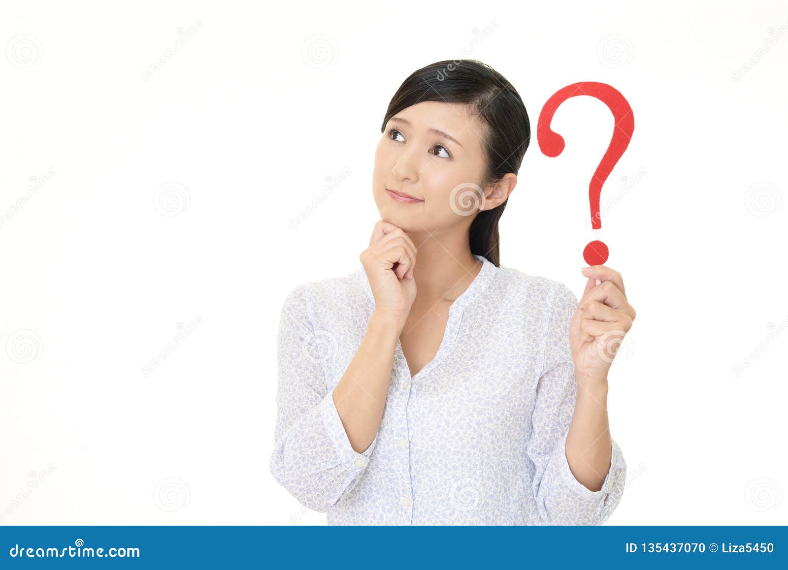 Woman with a question mark stock photo. Image of depressed - 135437070