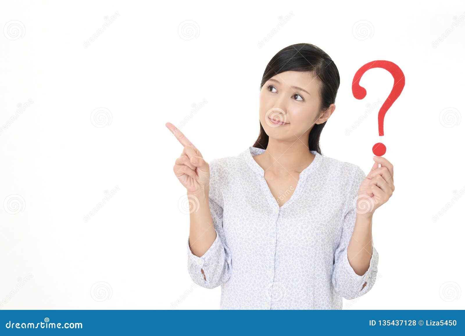 Woman with a question mark stock photo. Image of japanese - 135437128