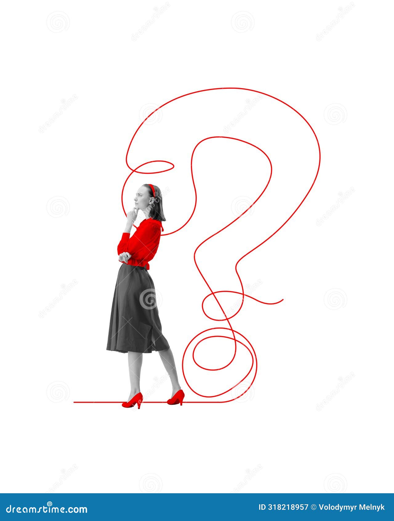 Woman with Question Mark. Strategic Thinking, Decision-making, Problem ...