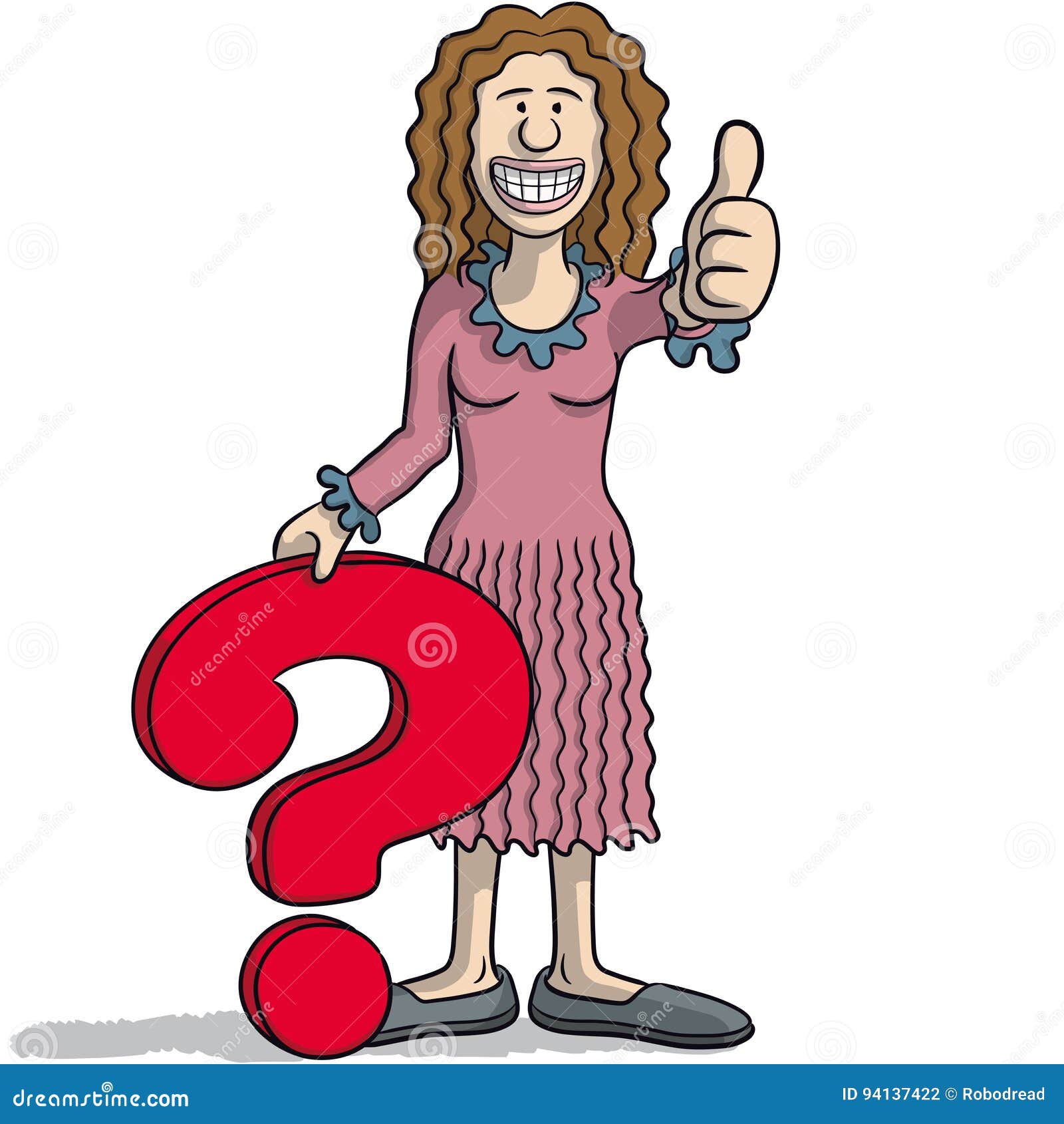 Woman with a question mark stock vector. Illustration of hand - 94137422