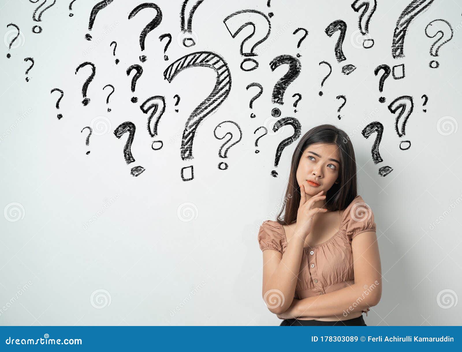 Woman With Question Mark Stock Image Image Of Creative 178303089