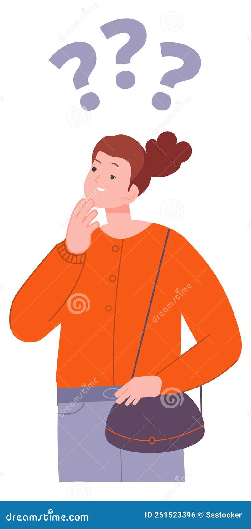 Woman with Question Marks Around Head. Choice or Problem Solving Stock ...