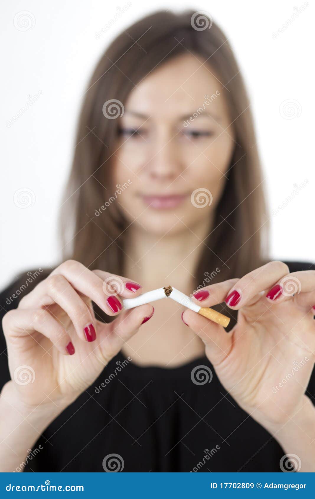 Woman quits smoking stock image. Image of hand, focus - 17702809