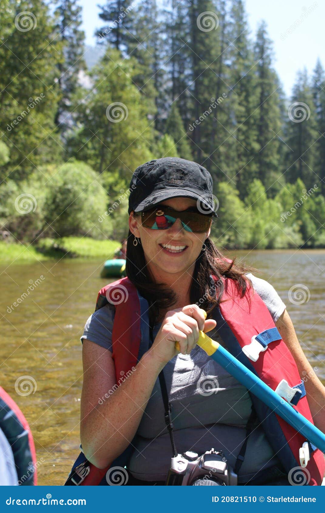 Woman Rafting on River stock photo. Image of green, glasses - 20821510