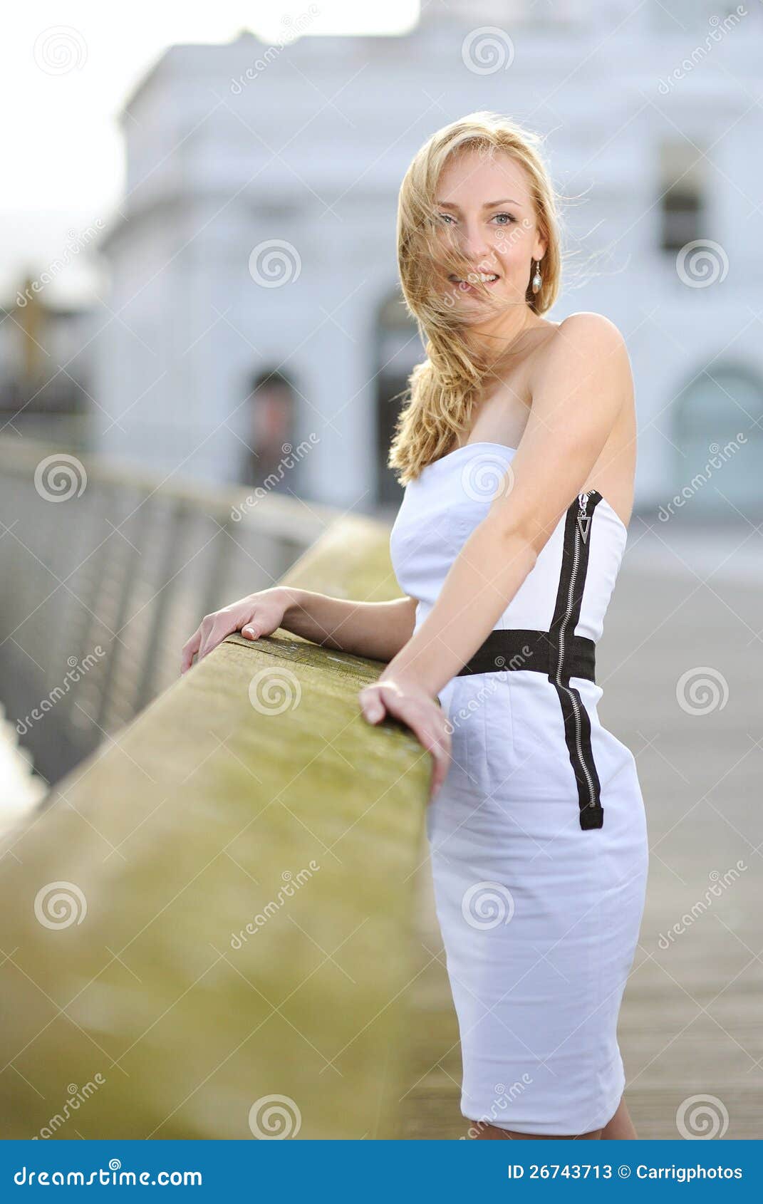 A woman by the railings stock image. Image of sunny, mode - 26743713