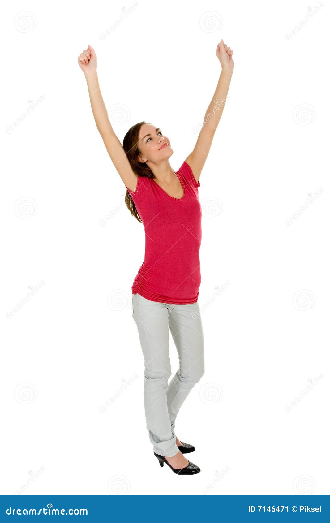Woman with Raised Arms stock image. Image of arms, joyful - 7146471