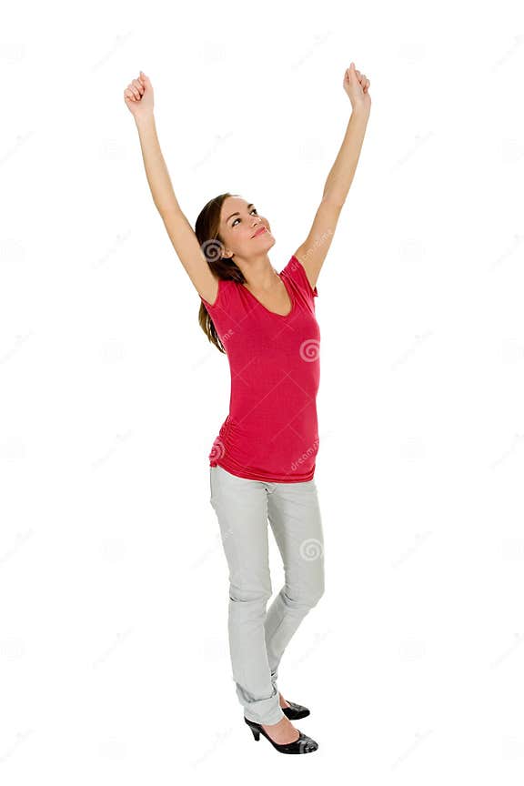 Woman with Raised Arms stock image. Image of arms, joyful - 7146471