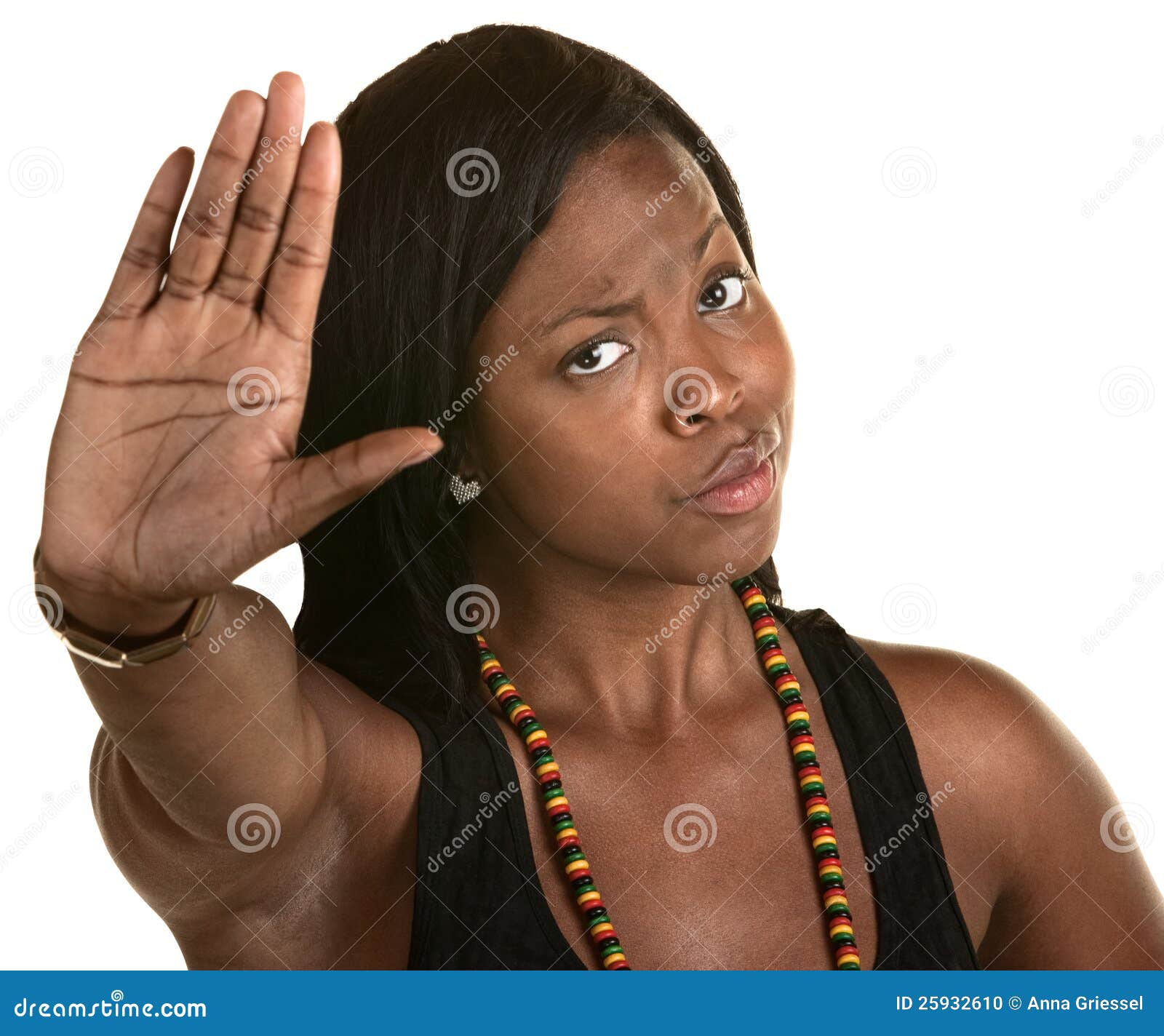 Woman Raising Hand to Stop stock photo. Image of attitude - 25932610