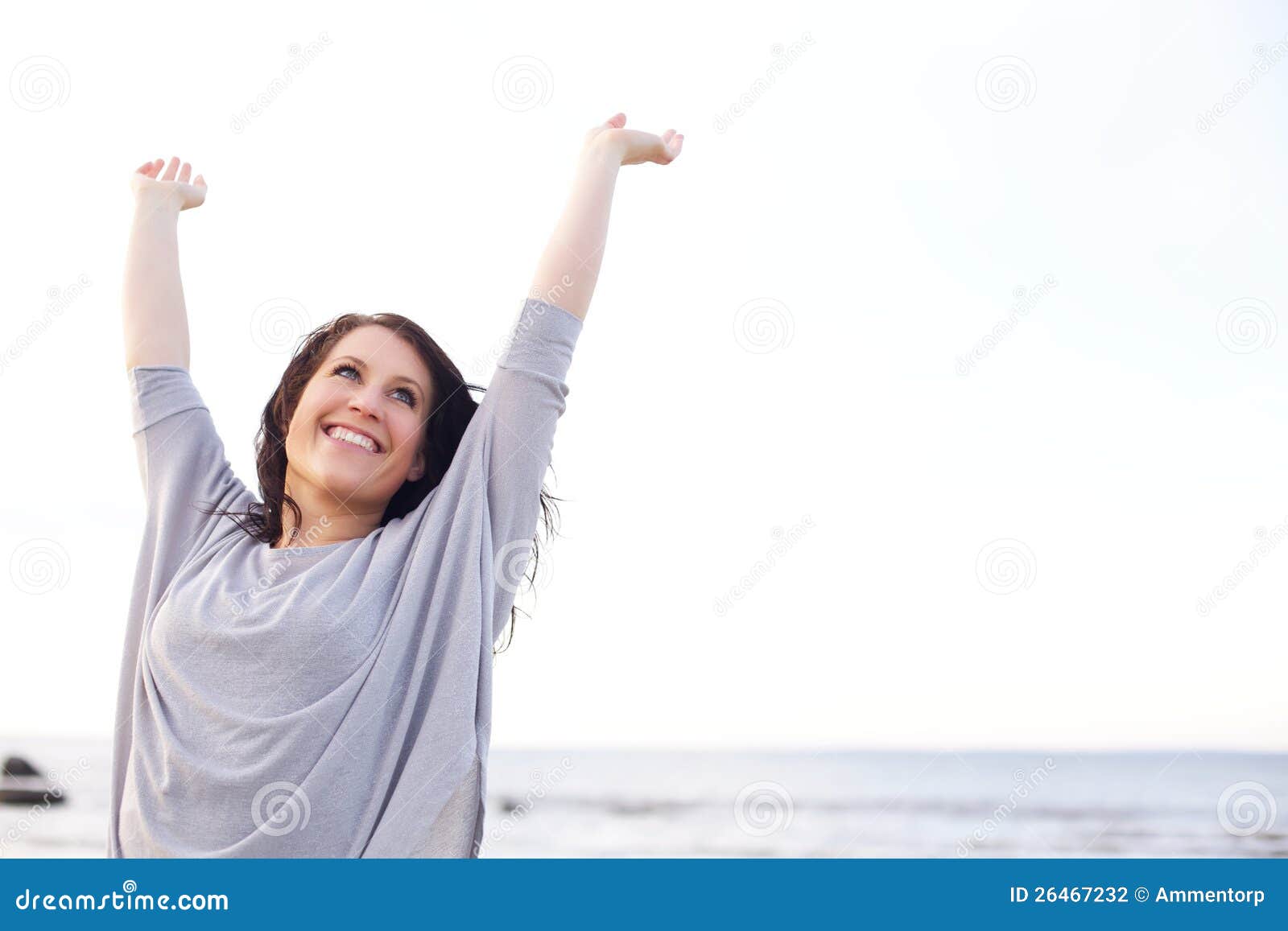 Woman Raising and Stretching Her Arms Stock Photo - Image of calm ...