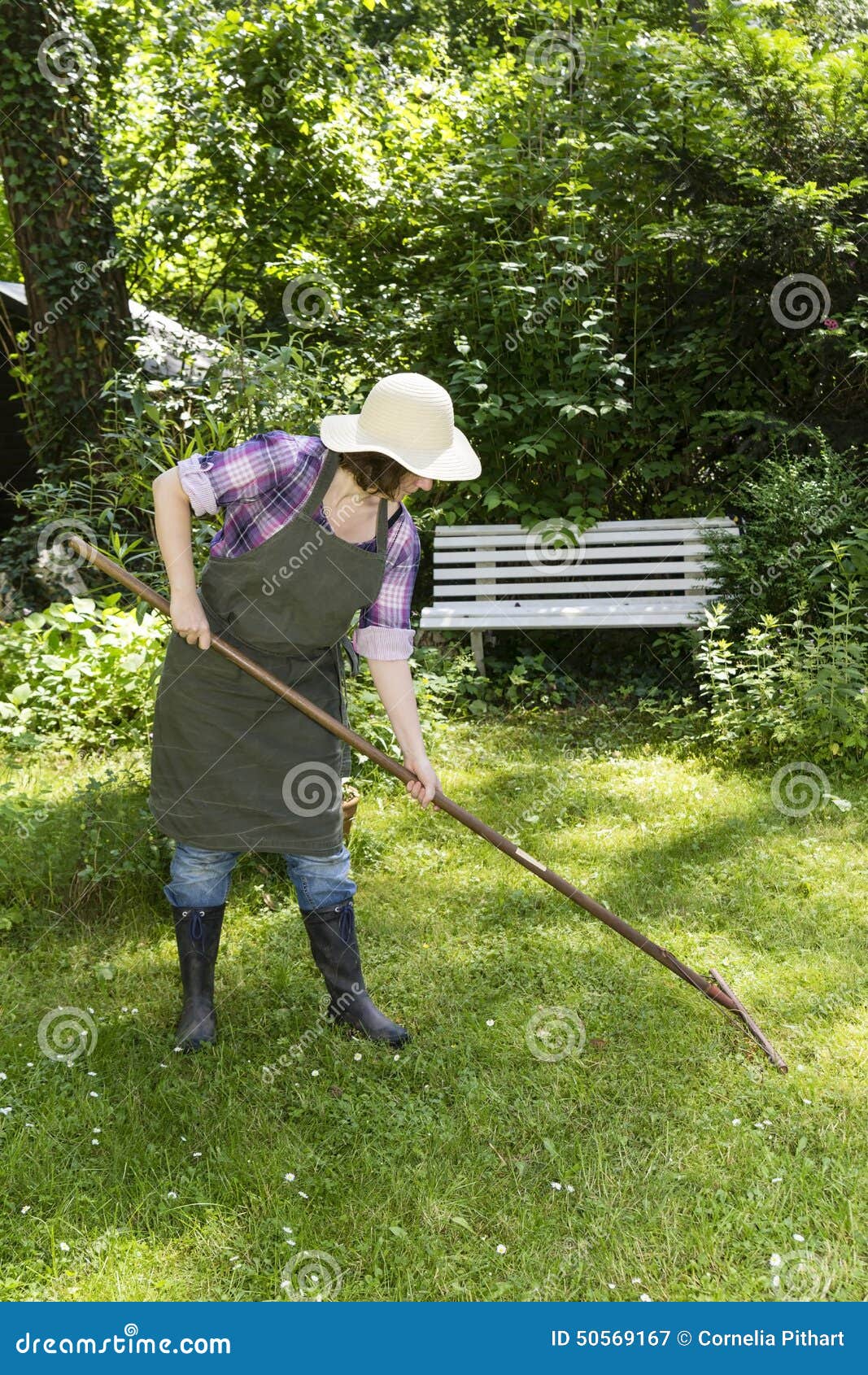 Woman with rake stock image. Image of gardener, work - 50569167
