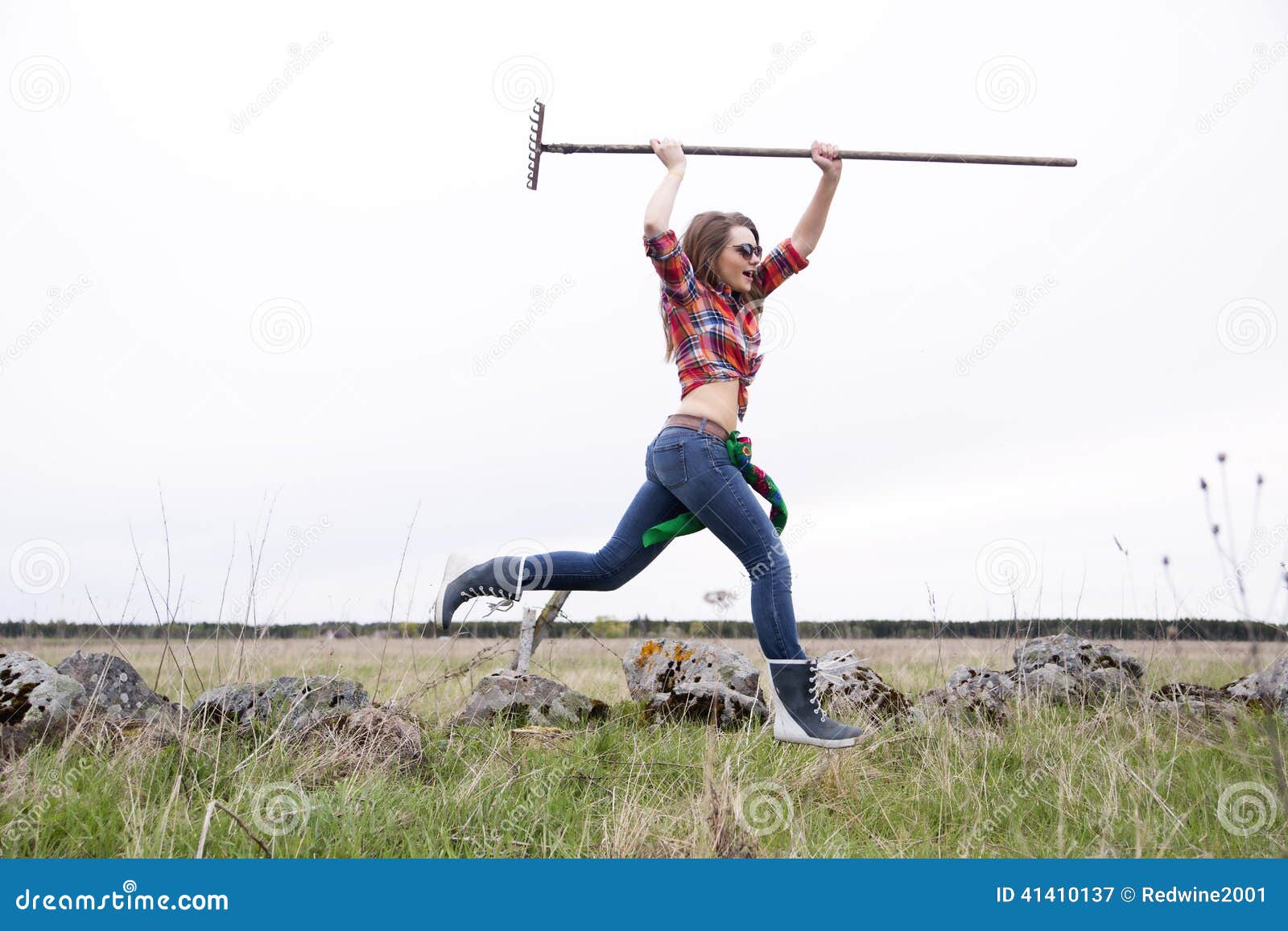 Woman with Rake at Hands in Hop Stock Image - Image of development ...
