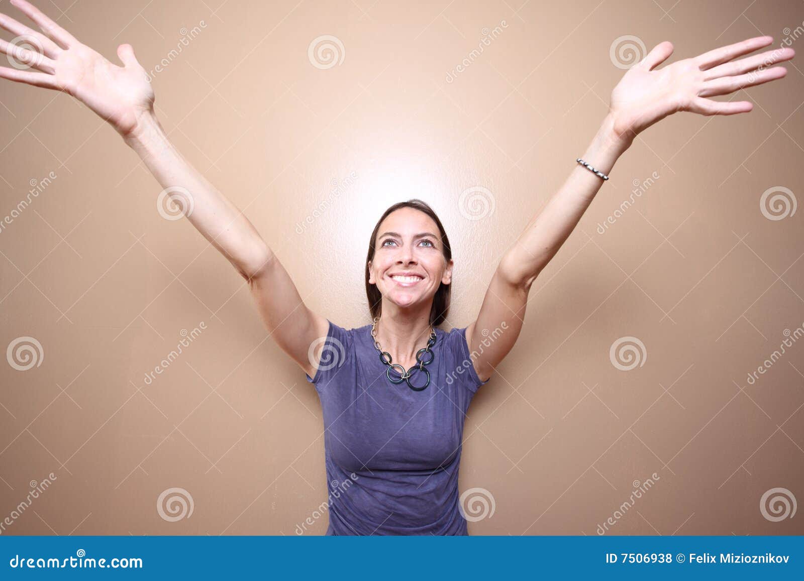 Woman reaching out stock photo. Image of happy, pleased - 7506938