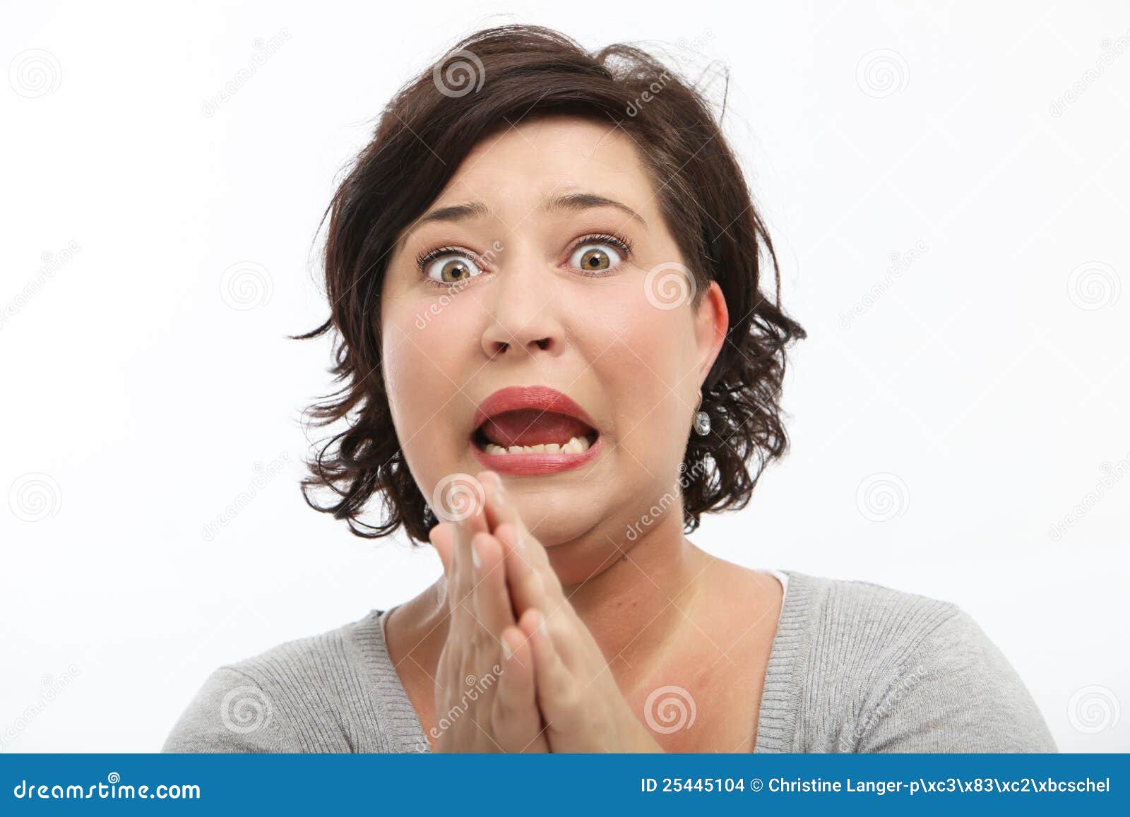 Woman Reacting in Shock and Horror Stock Photo - Image of mouth, studio ...