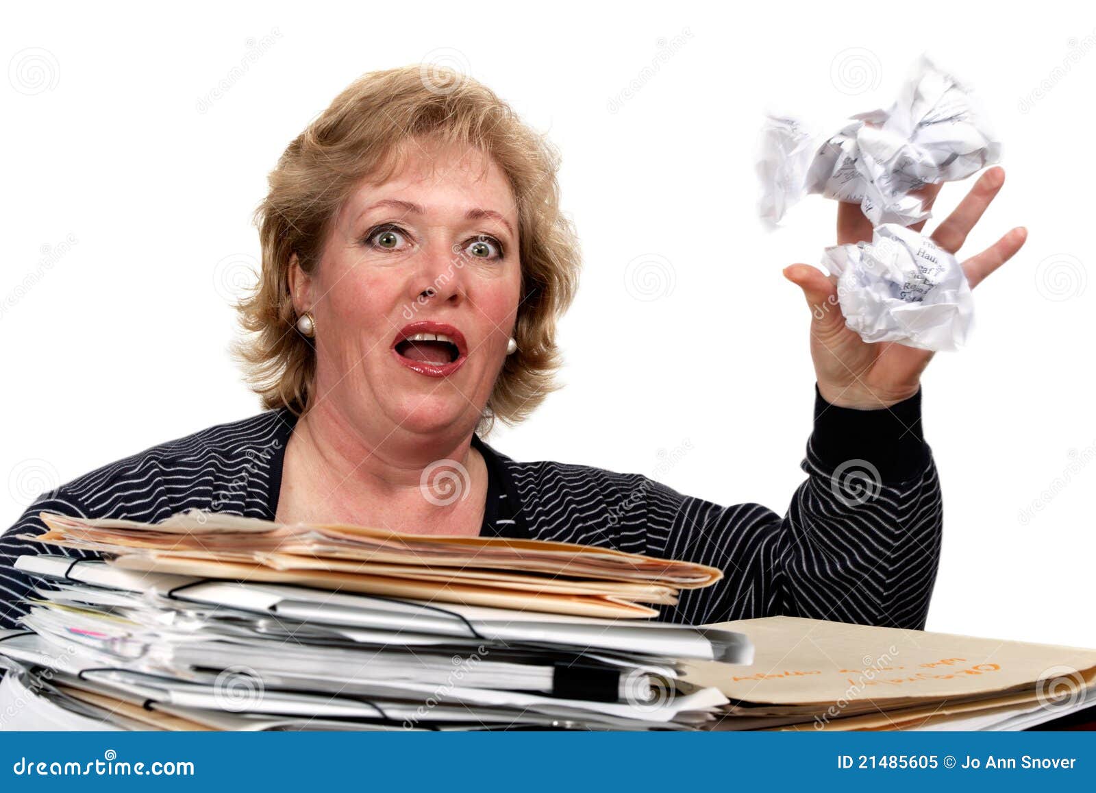 Woman Reacts To Tossing Paper Stock Image - Image of distress, crush ...