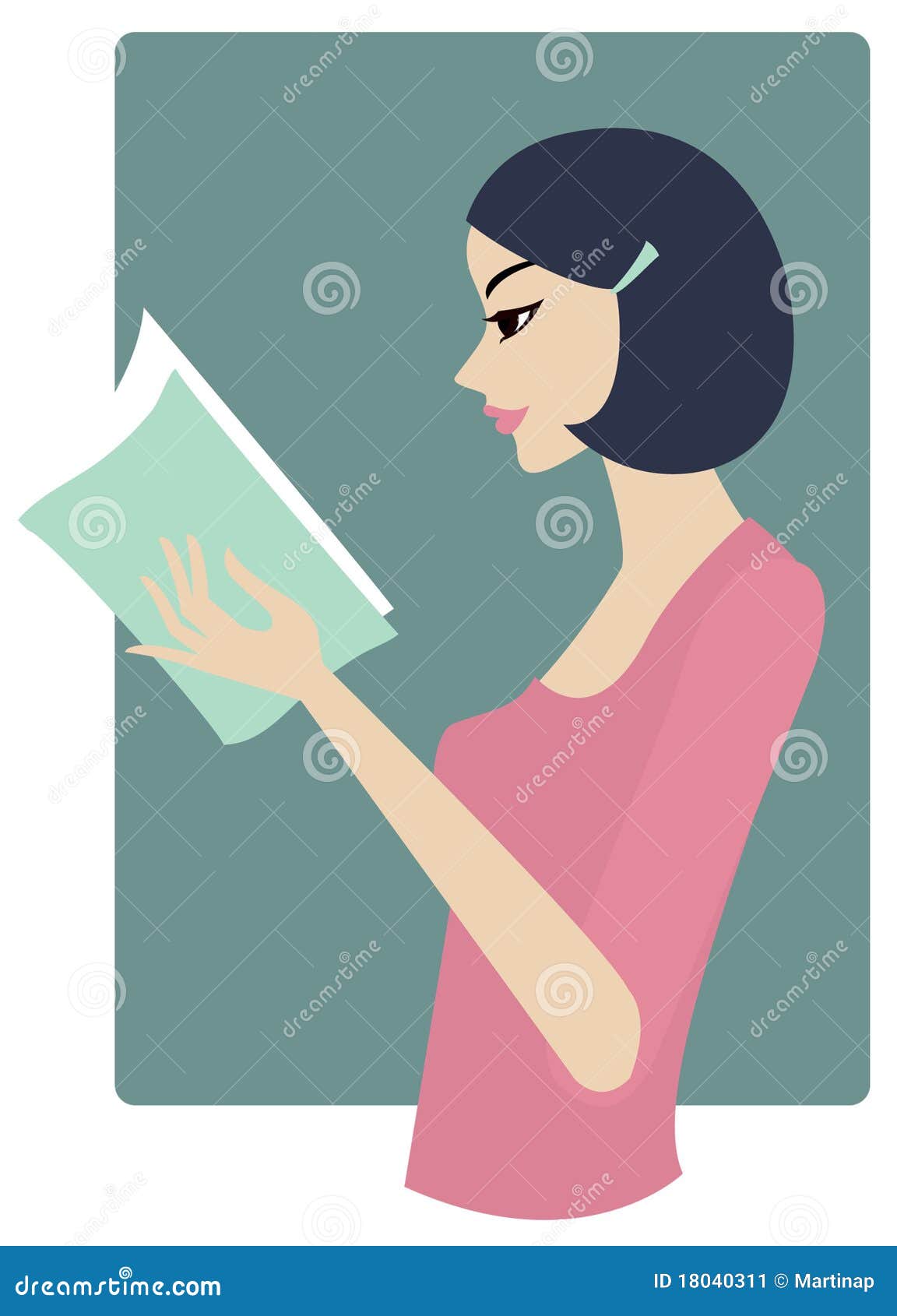 Woman reading stock vector. Illustration of blue, girl - 18040311