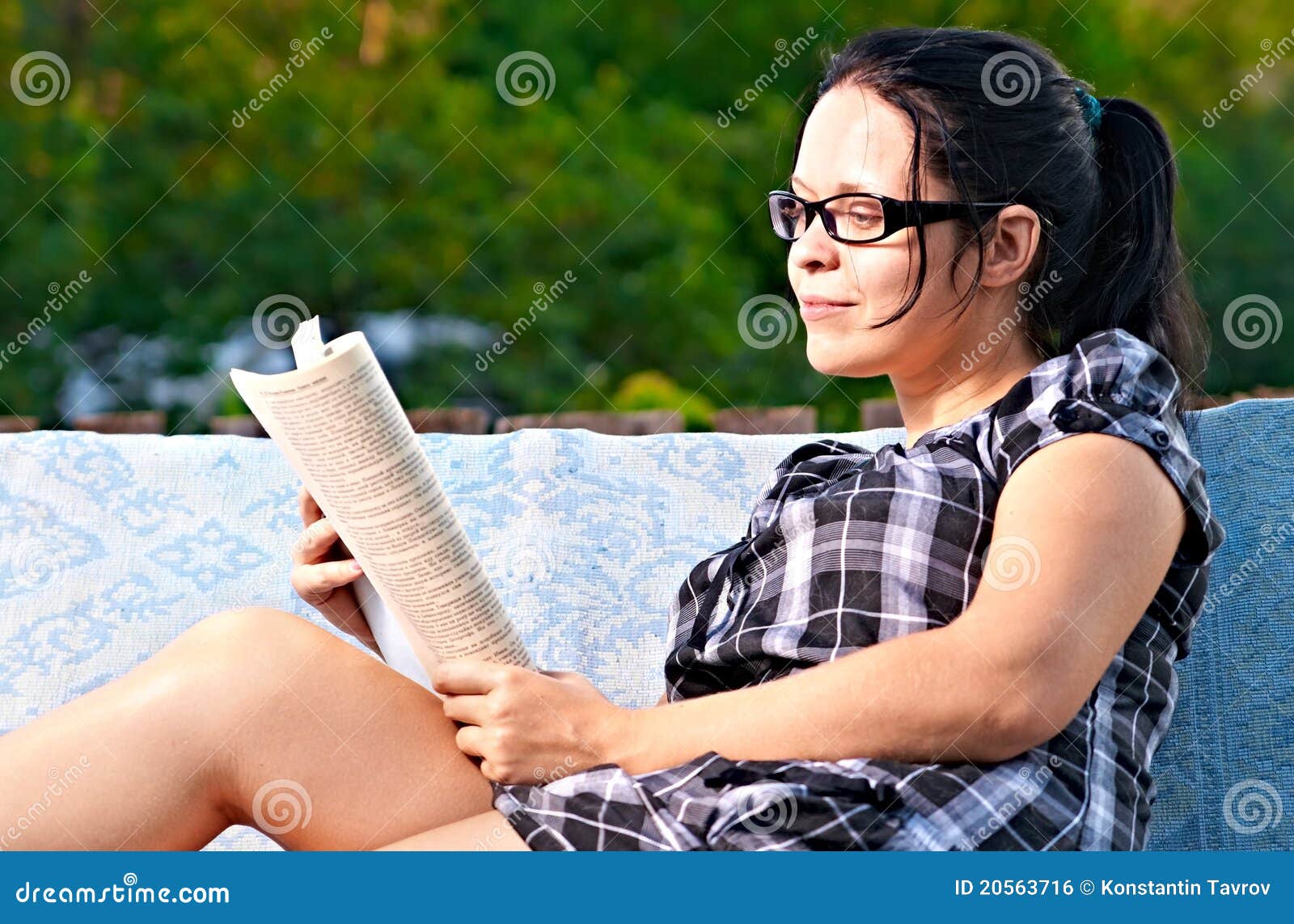 Woman reading stock photo. Image of home, green, female - 20563716