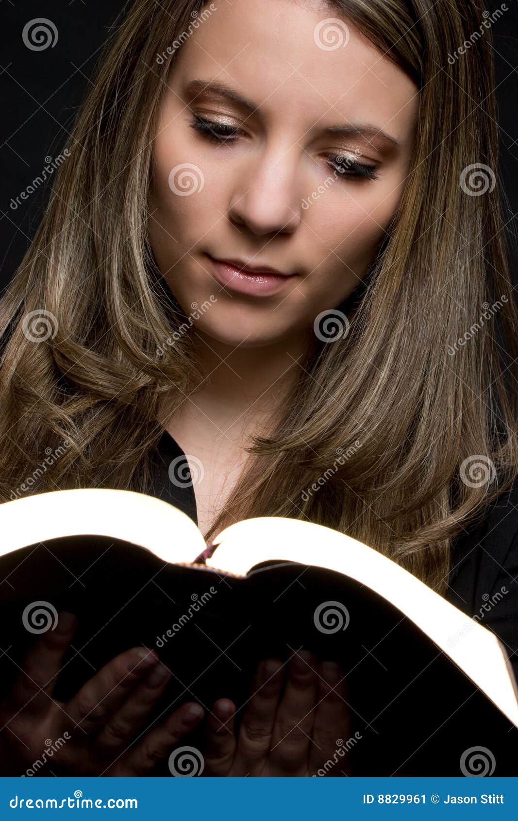 Woman Reading Bible Stock Image - Image: 8829961
