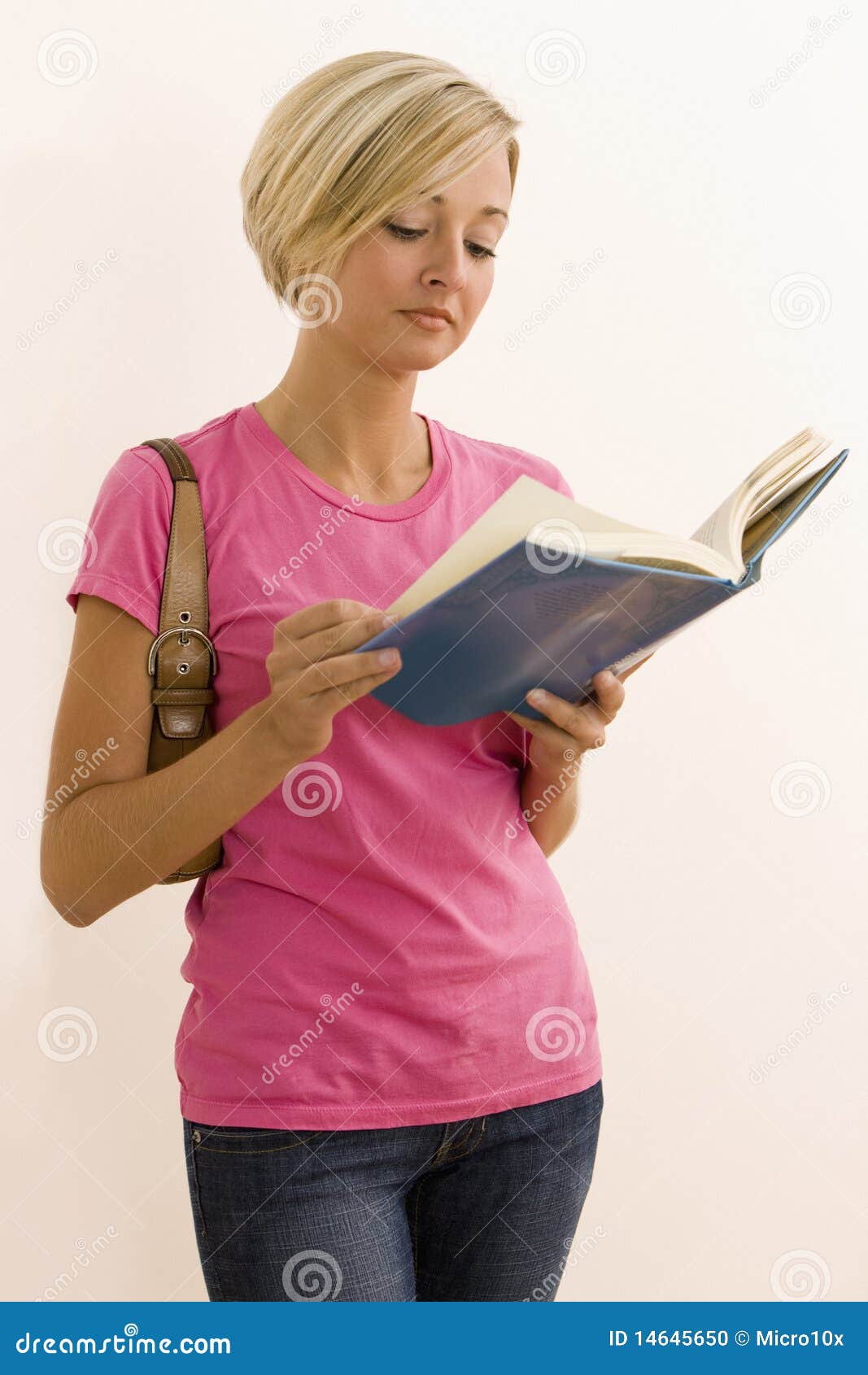 Woman Reading Book stock photo. Image of purse, inside - 14645650