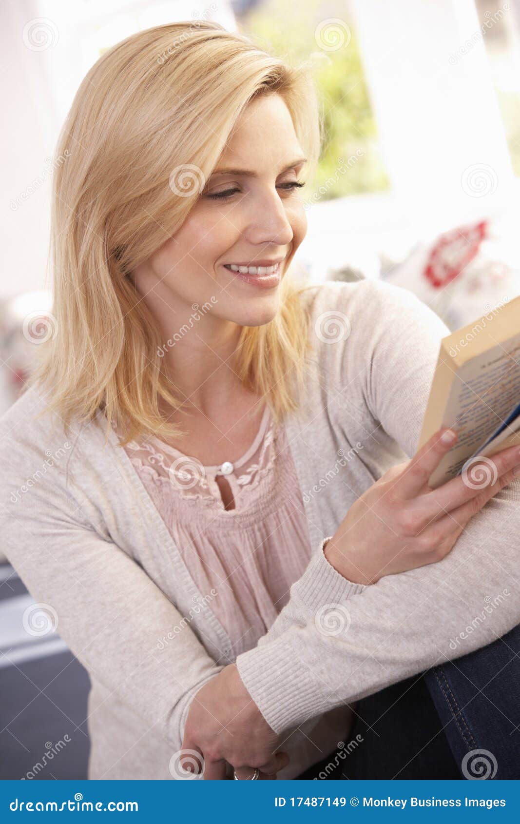 Woman reading book stock image. Image of happiness, caucasian - 17487149