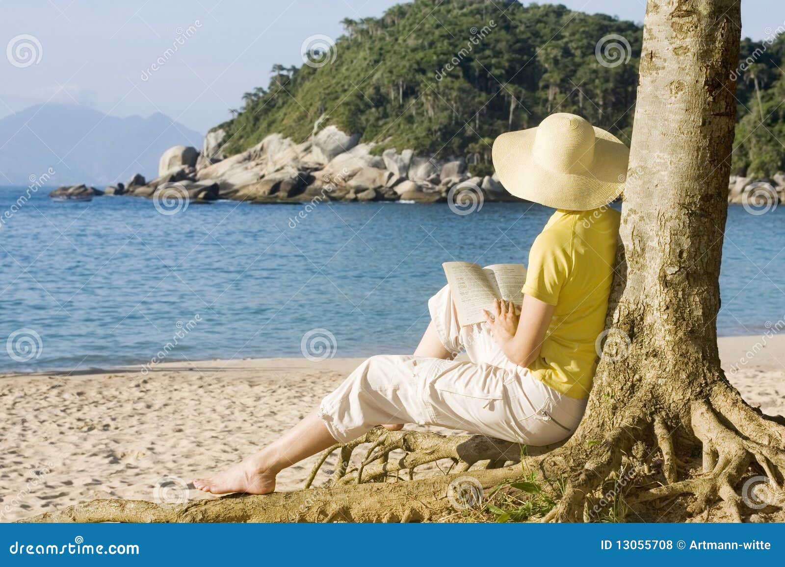 Woman Reading a Book on a Beach Stock Photo - Image of bombinhas ...