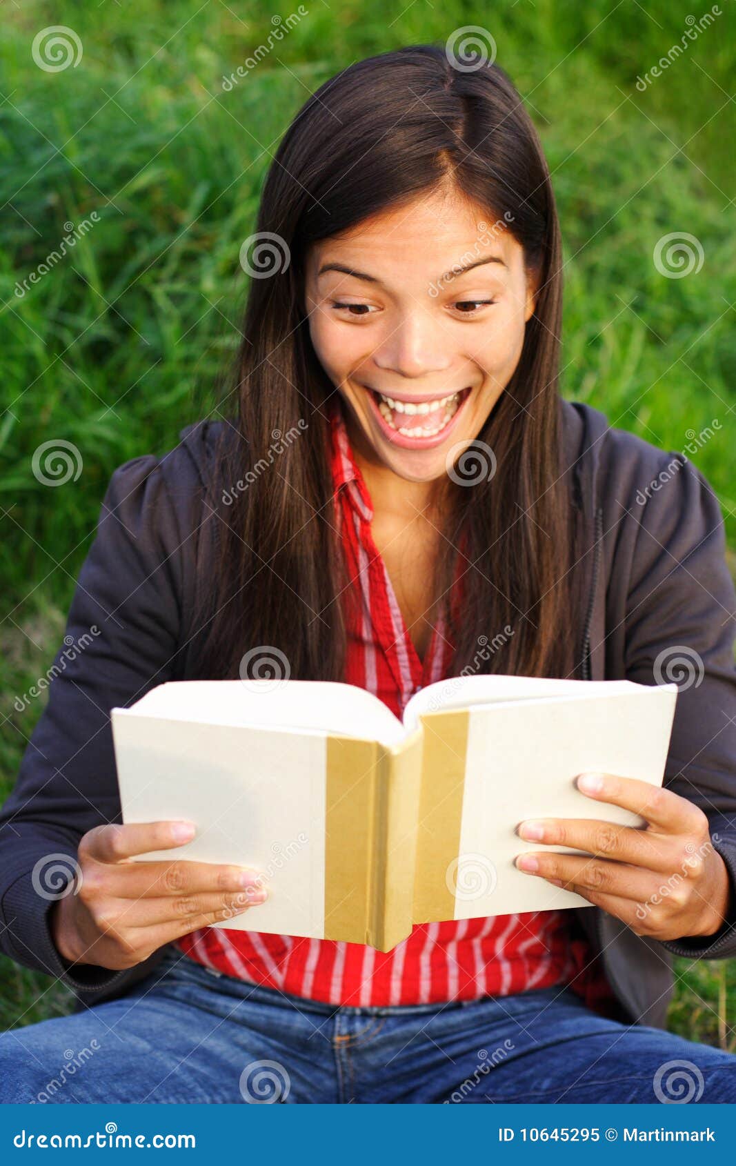 Woman Reading a Book Excited Stock Image - Image of adult, novel: 10645295