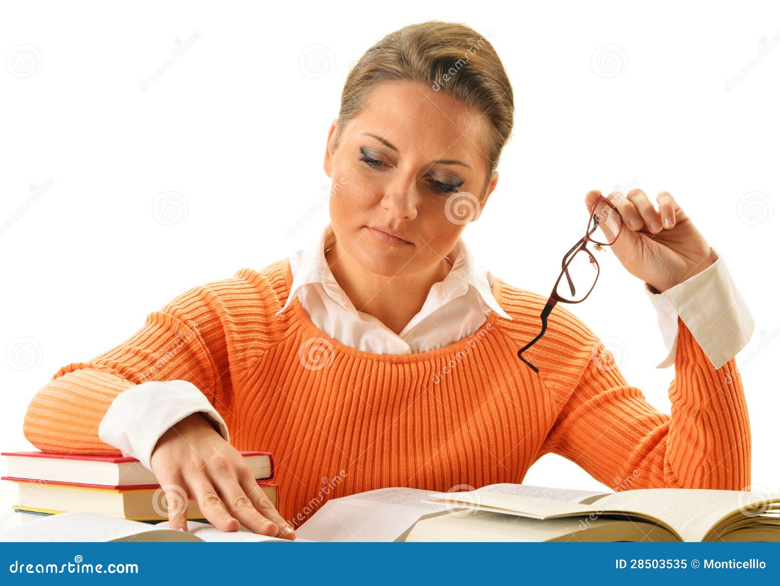 Woman Reading a Book. Female Student Learning Stock Image - Image of ...