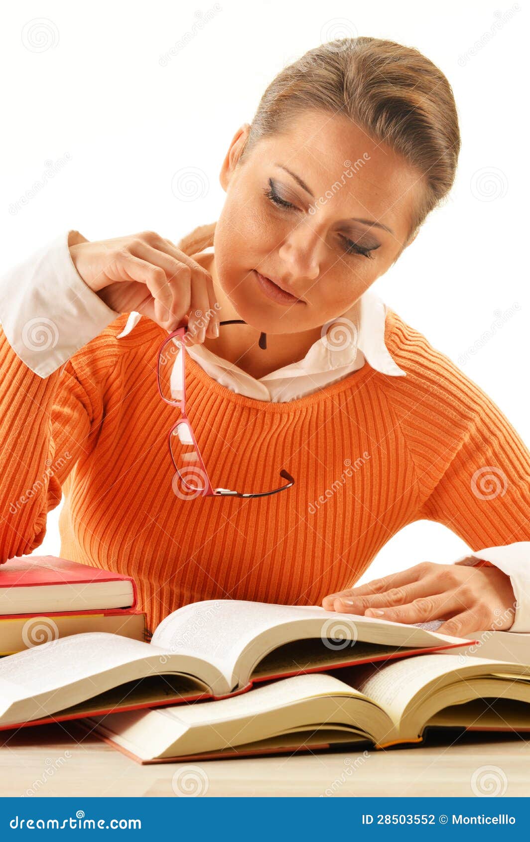 Woman Reading a Book. Female Student Learning Stock Photo - Image of ...