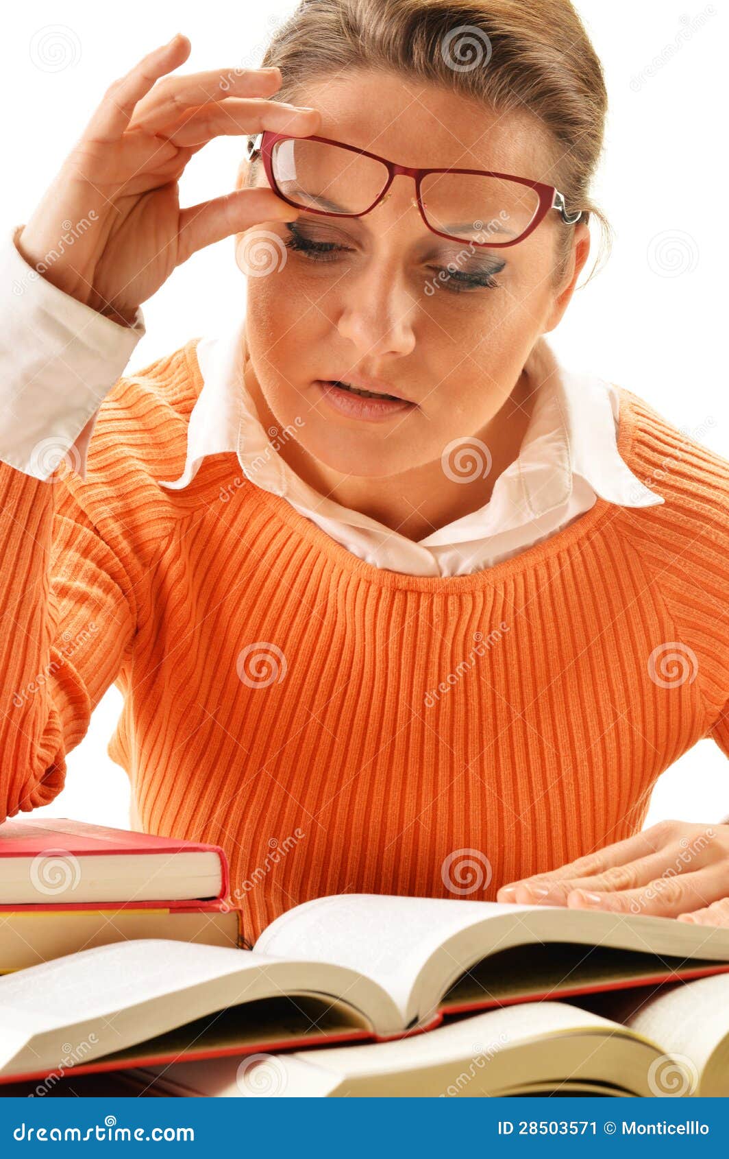 Woman Reading a Book. Female Student Learning Stock Image - Image of ...