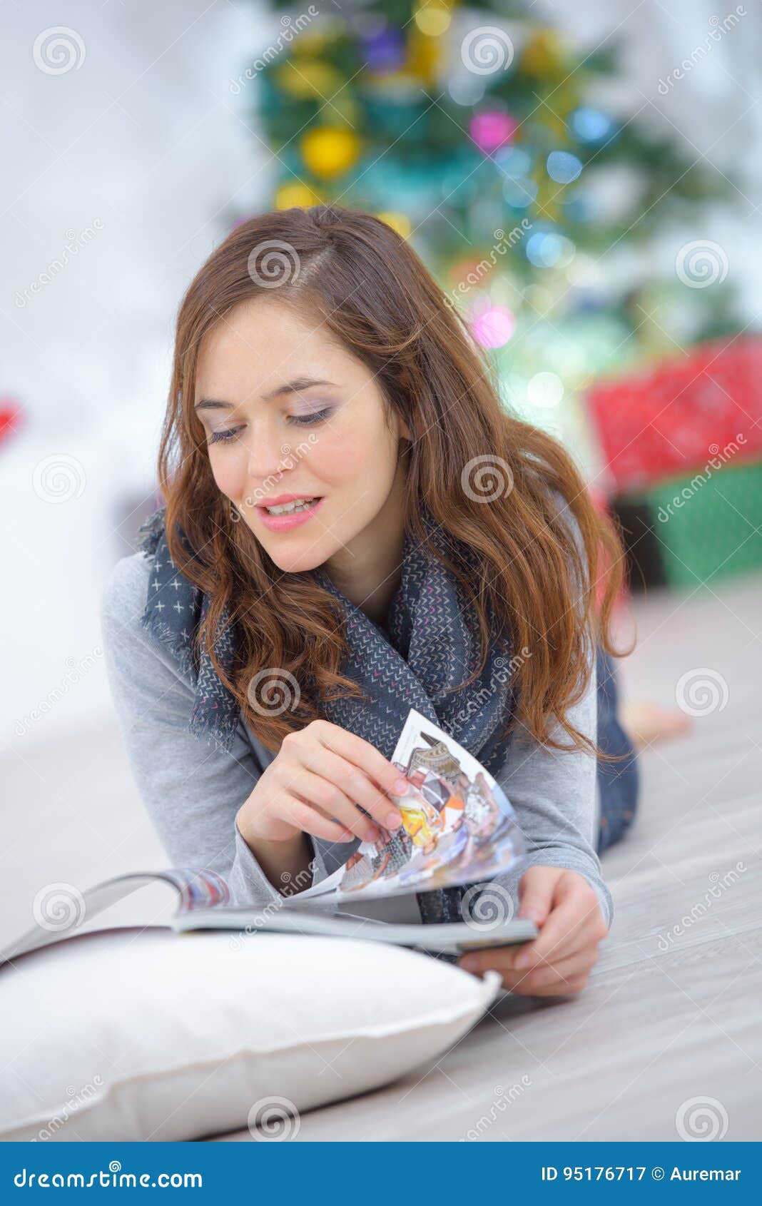Woman Reading Book on Floor Stock Image - Image of reading, magazine ...