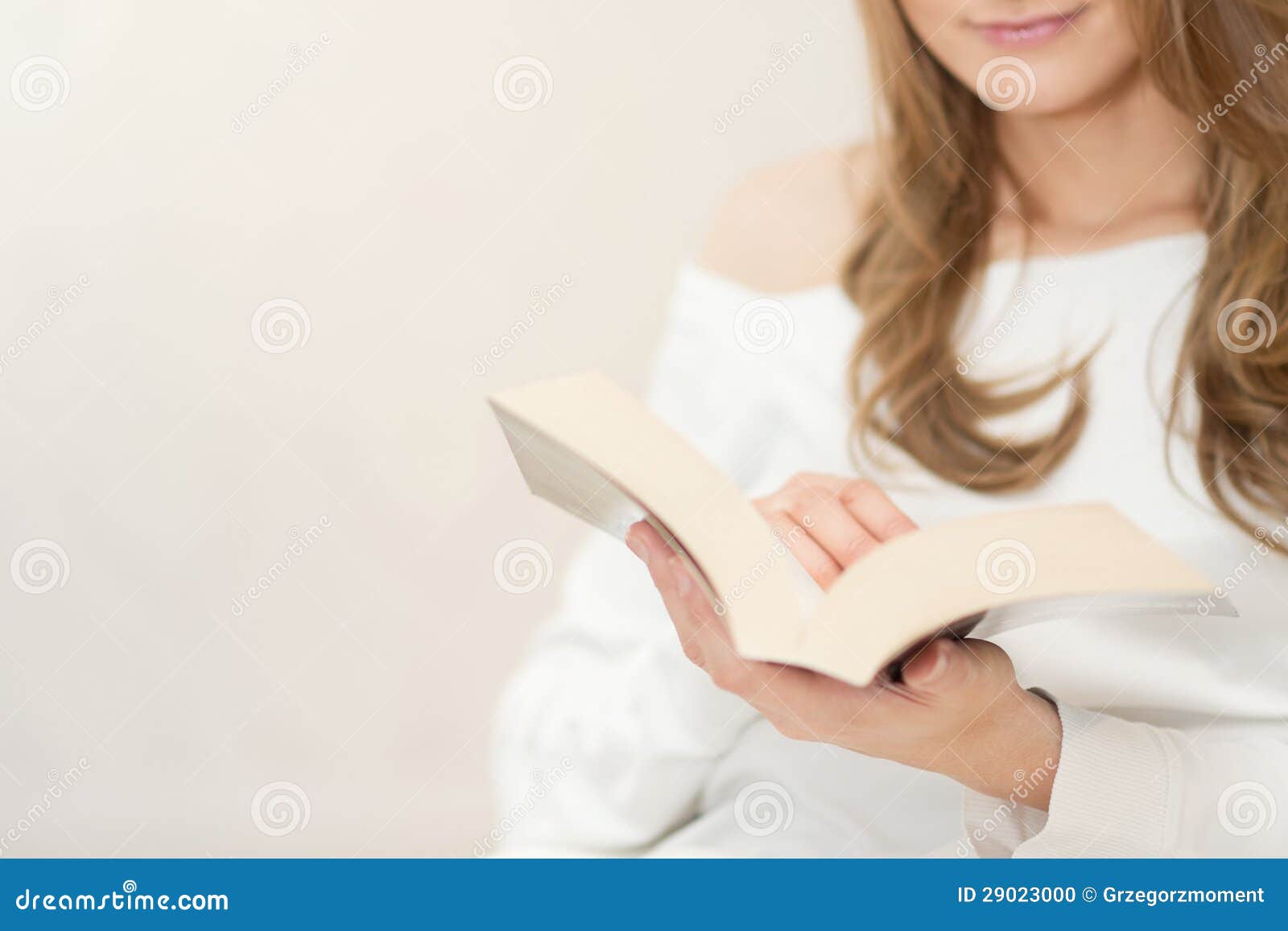 Woman Reading Book and Relaxing Stock Photo - Image of face, grinning ...