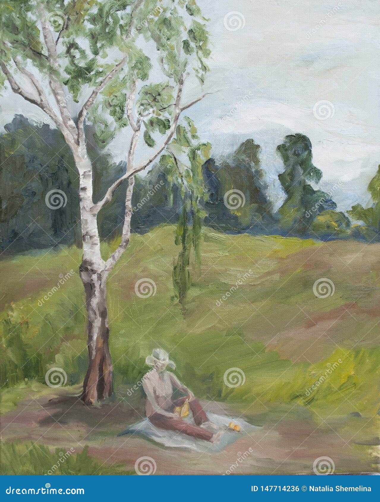 Woman Reading a Book Under a Birch Tree Stock Photo - Image of birch ...