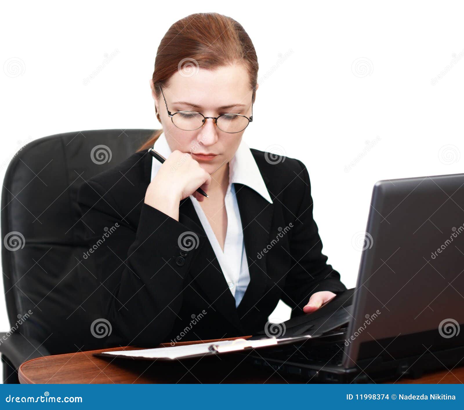 A woman reading documents stock photo. Image of expertise - 11998374